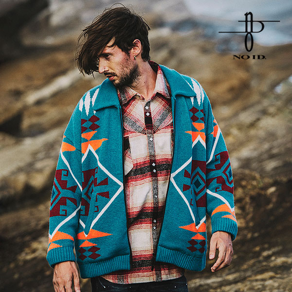 【楽天市場】60%OFF SALE セール ノーアイディー NO ID. ネイティブパターンニットBLZ 851010-330k メンズ ...