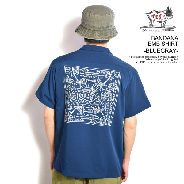 【楽天市場】エンドレスサマー The Endless Summer TES BANDANA EMB SHIRT -BLUE GRAY- ru ...