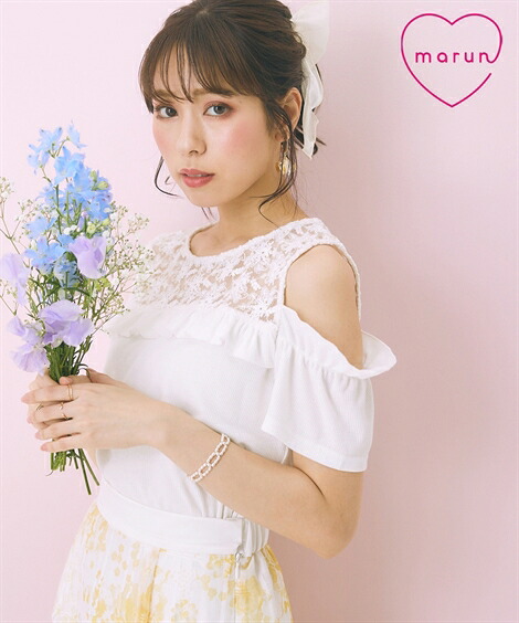 【楽天市場】Tシャツ カットソー 大きいサイズ レディース 肩出し トップス marun オフホワイト/黒 6L/8L/10L ニッセン nissen：ニッセン 楽天市場店