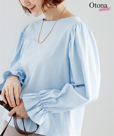 【楽天市場】Tシャツ カットソー レディース 綿100％ ブラウス 見え プルオーバー OtonaSMILE 黒 M～5L ニッセン nissen：ニッセン 楽天市場店