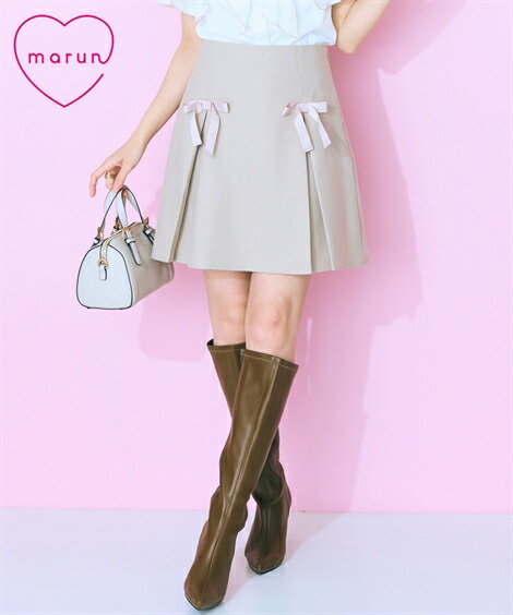 【楽天市場】ミニスカート 大きいサイズ レディース リボン デザイン スカート marun チャコールグレー/ベージュ L～10L ニッセン nissen：ニッセン 楽天市場店