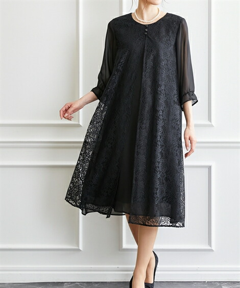 楽天市場】ワンピース ロング マキシ 総 レース 夏 ひざ下 ネイビー