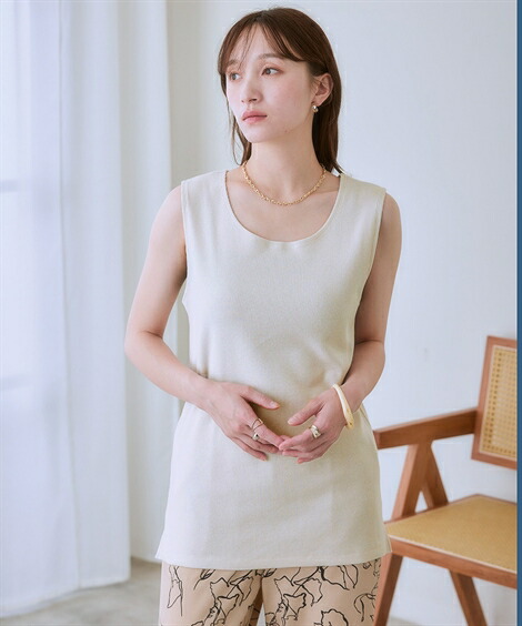 【楽天市場】Tシャツ カットソー レディース 前後2WAY綿混 タンクトップ 有 オフベージュ/黒 S～10L ニッセン nissen：ニッセン 楽天市場店