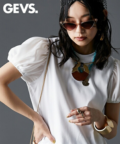 【楽天市場】【最大10%OFF SALE！6/11 1:59まで】Tシャツ カットソー レディース パフスリーブ プルオーバー 有 GEVS. 夏 秋 オフホワイト/黒 M～10L ニッセン ...