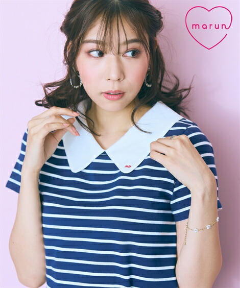 【楽天市場】トップス Tシャツ カットソー レディース 衿元刺しゅう シャツ ボーダー marun 夏 ネイビー/ピンク ニッセン nissen：ニッセン 楽天市場店