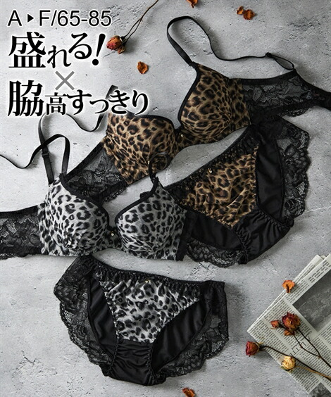 【楽天市場】ブラショーツセット (A70/M-F85/LL) ニッセン 脇高 アニマル レース ブラショーツ セット 女性 下着 レディース ブラジャー ショーツ 脇高 盛り 小胸 谷間 ...