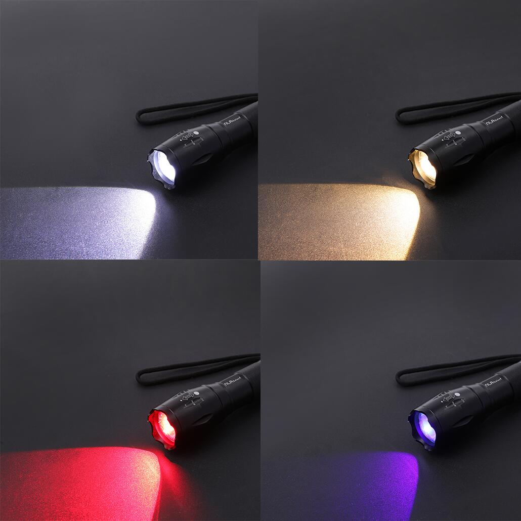 【楽天市場】LED懐中電灯 4色仕様 (白・黄色・赤・UV)ハンドライト 調光機能付 単4電池対応：NLAセレクト