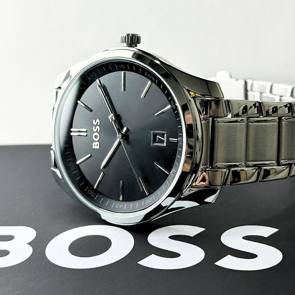 【楽天市場】ヒューゴ ボス 腕時計 メンズ 父の日 シンプル ビジネスデザイン ブラック×シルバー デイト表示 HUGO BOSS 時計 ...