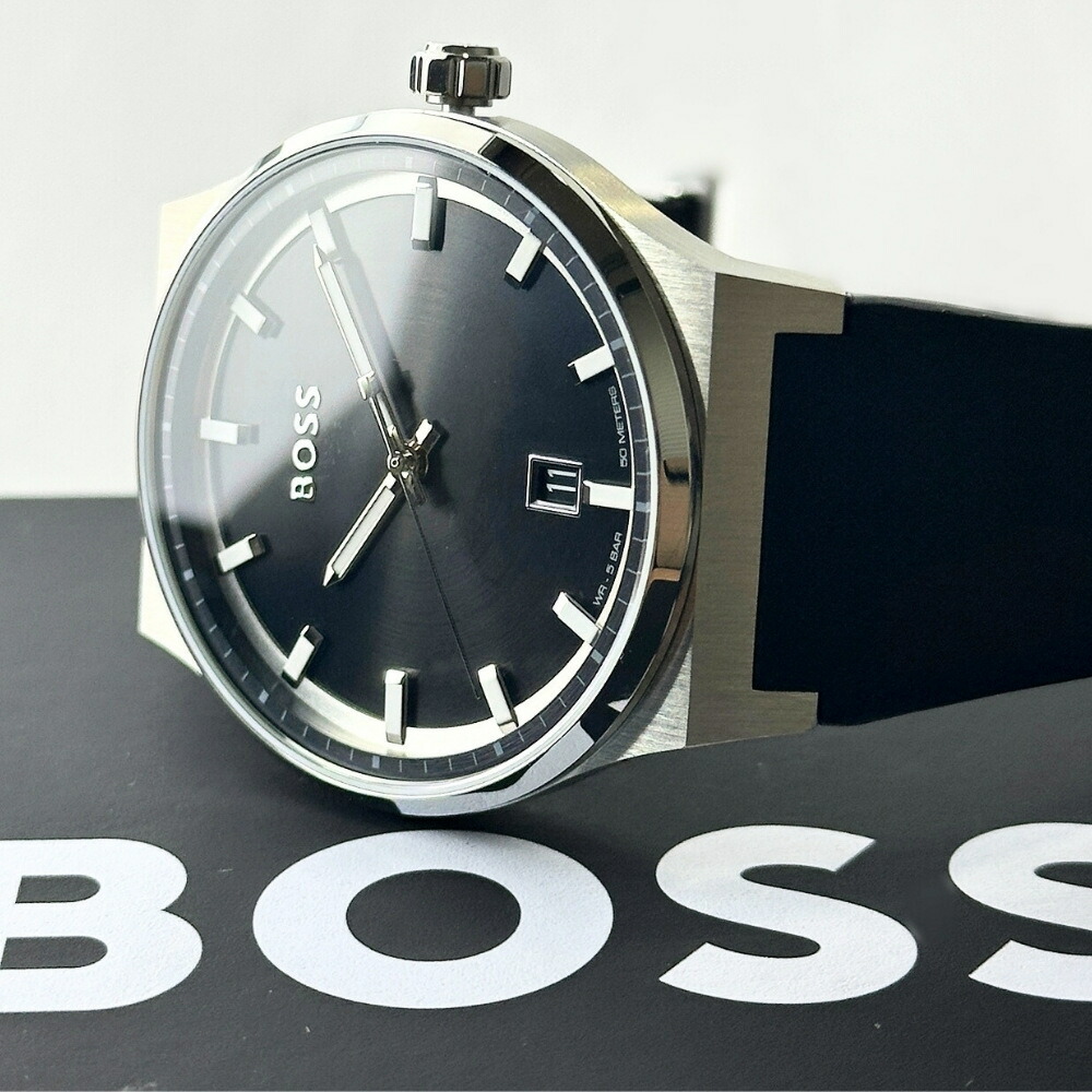 【楽天市場】ヒューゴ ボス 腕時計 メンズ 父の日 シンプル ビジネスデザイン ブラックレザー 日付表示 クオーツ HUGO BOSS 時計 ...