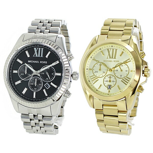 【楽天市場】マイケルコース 時計 ペアウォッチ 大人のクロノグラフ シルバー イエローゴールド 防水 MK8602MK5605 カップル 男女 ...