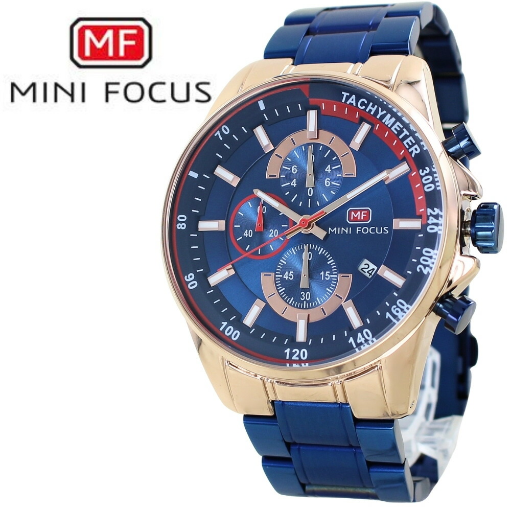 【楽天市場】正規品 MINI FOCUS メンズ腕時計 クロノグラフ クォーツ 日付表示 ステンレスバンド かっこいい 腕時計 手表 メンズ 父の日 ブルー ローズゴールド 高級感 おしゃれ ...