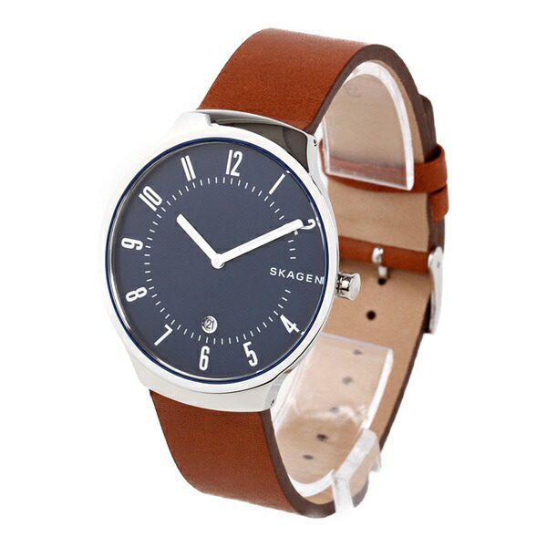 【楽天市場】スカーゲン 時計 メンズ 腕時計 手表 GRENEN グレーネン シルバーケース ネイビー文字盤 ブラウン レザー SKW6457 ...