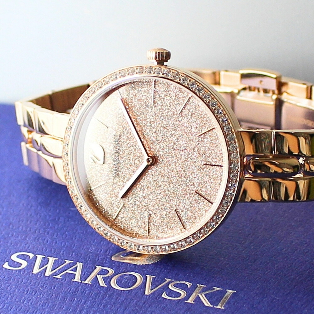 【楽天市場】スワロフスキー 腕時計 レディース ギフトに最適 上品 ローズゴールド グリッター ブレスレットウォッチ クリスタル 大人 ...