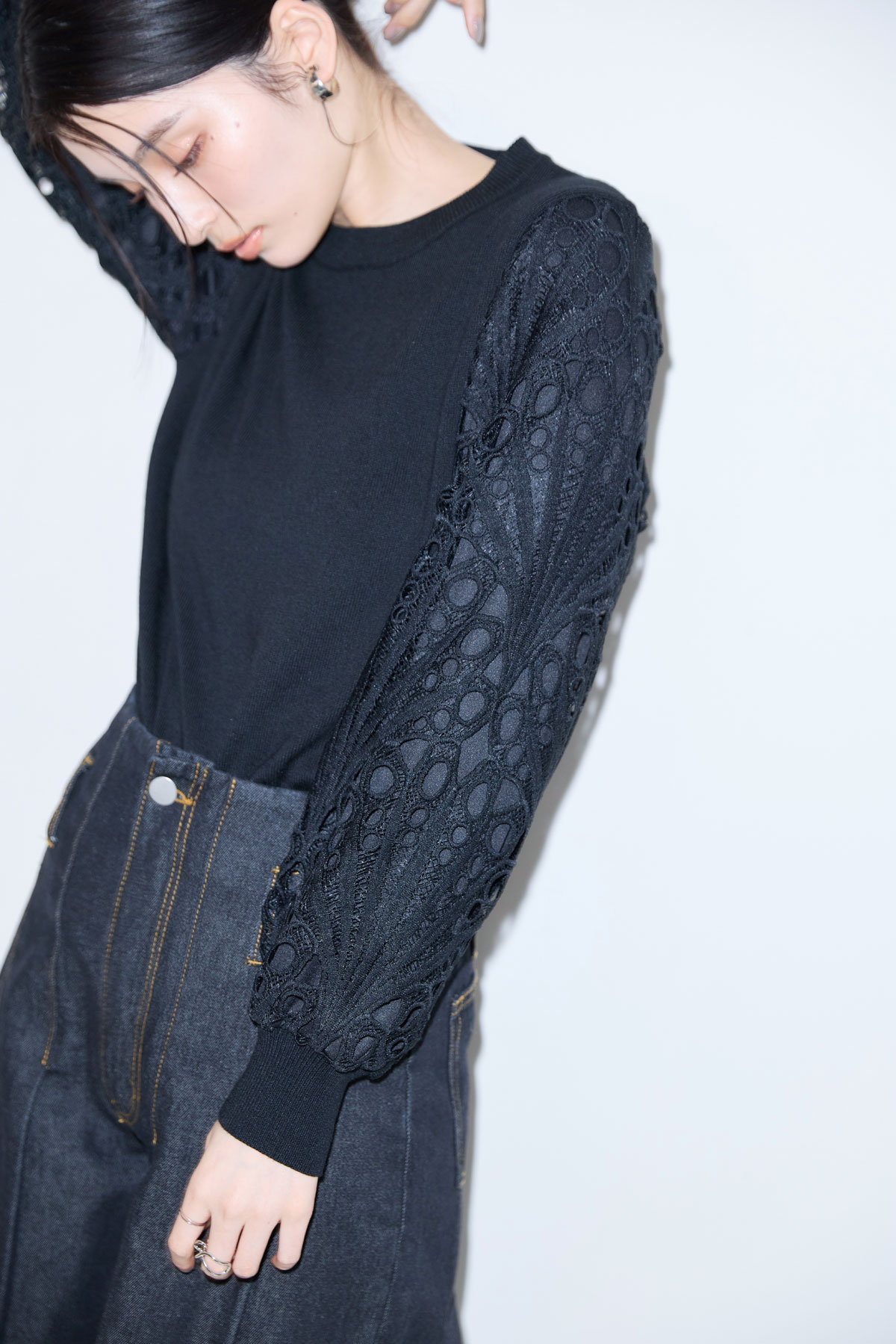 【楽天市場】2月1日 午前10:00 新発売袖レースニットレディース レース ニット シンプル デイリー 大人 ノスタルジア ...