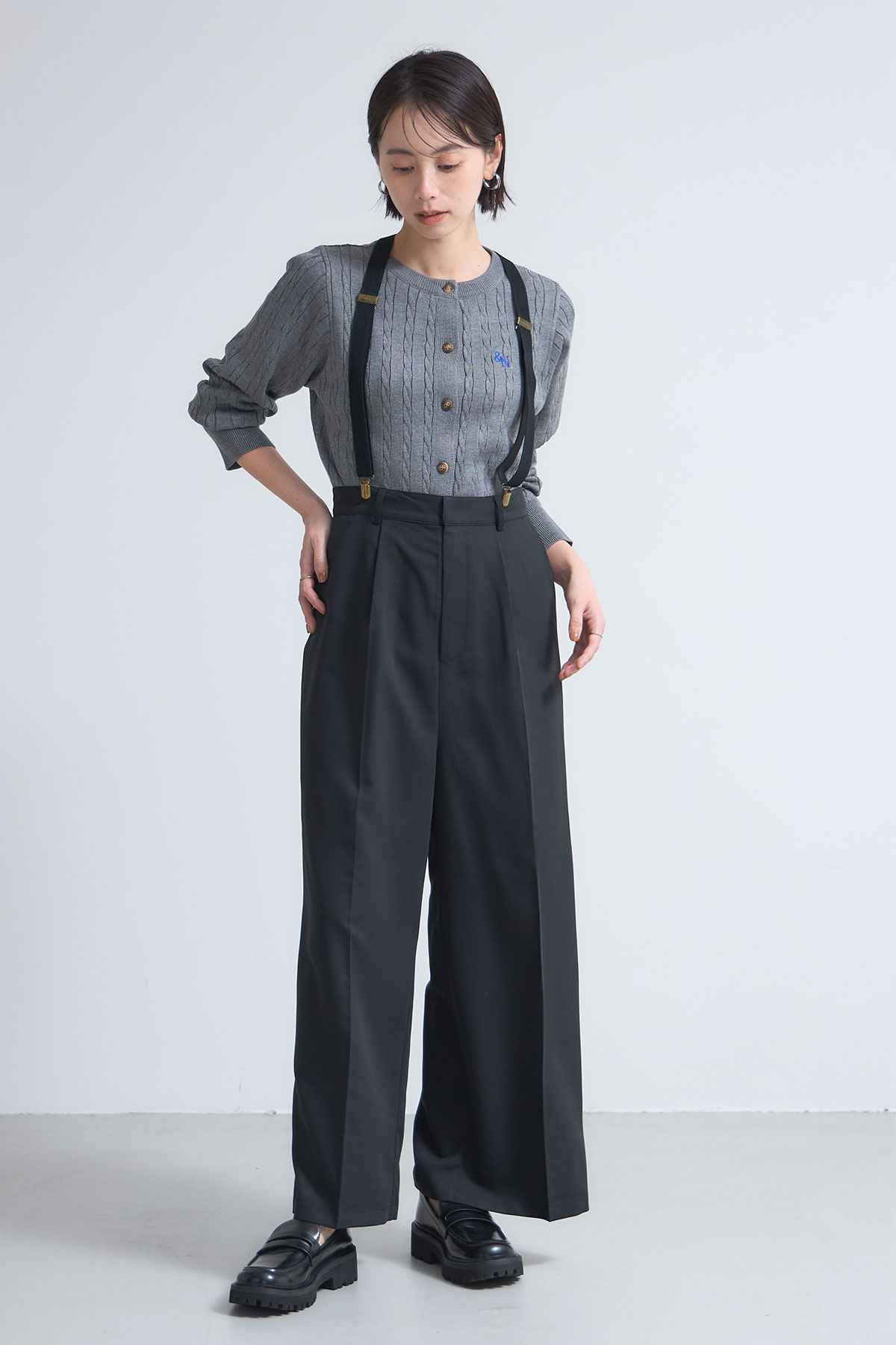 【楽天市場】【SALE】サスペンダー付きタックワイドパンツレディース パンツ スカラップ シンプル デイリー 大人 ノスタルジア NOSTALGIA：nostalgia