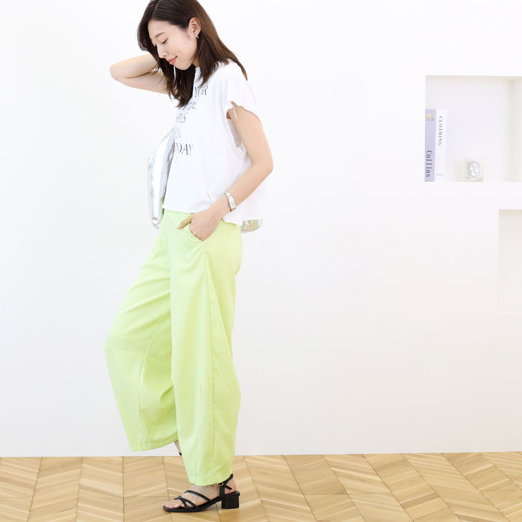 エステルツイルカーブパンツ 【メール便不可】パンツ ボトム カーブパンツ カーブ きれい色 裏地 ゆったり 夏 秋 大人カジュアル 30代 ...