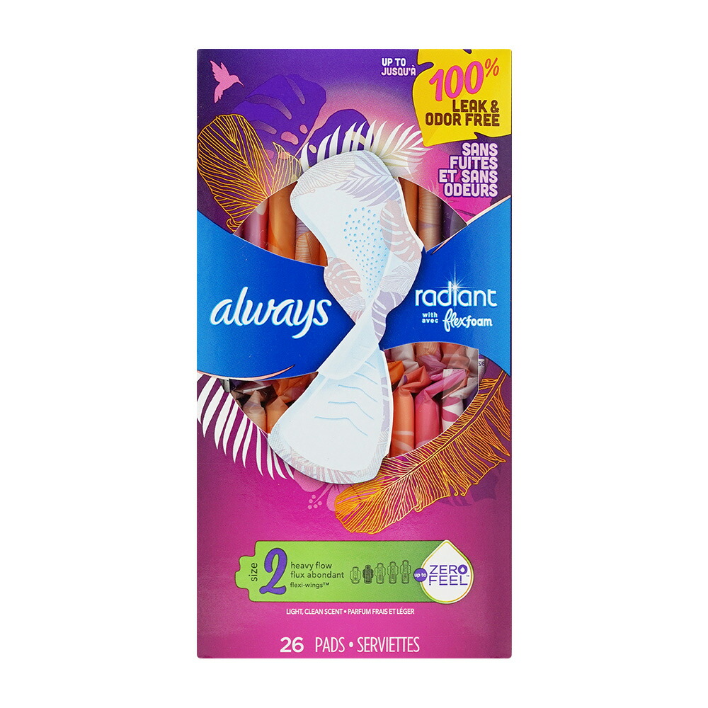 【楽天市場】Always, Always Radiant Size 2 Heavy Flow Light Clean Scent ...