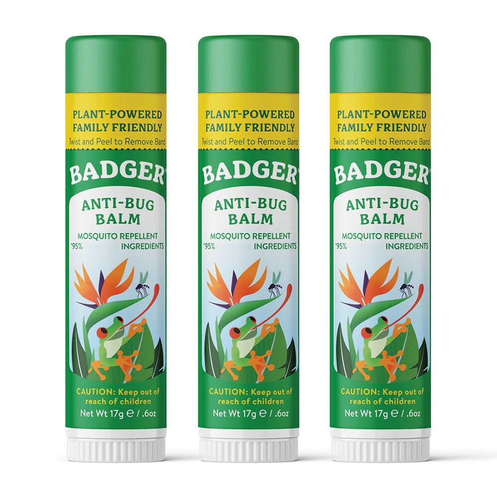 【楽天市場】【送料無料】 3個セット オーガニック モスキート リペレント アンチバグ バーム スティック 17g バジャー 夏【Badger ...