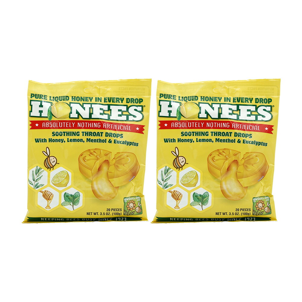 【楽天市場】【送料無料】2個セット ハニーレモン味 20個入り ホーニーズ のど キャンディー 飴【Honees】Cough Drops, Honey Lemon 20Drops：NOW ...