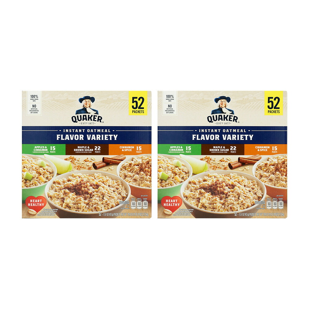 【楽天市場】QUAKER, 2-SET Instant Oatmeal Flavor Variety, 52Packets：NOW FOODS ...