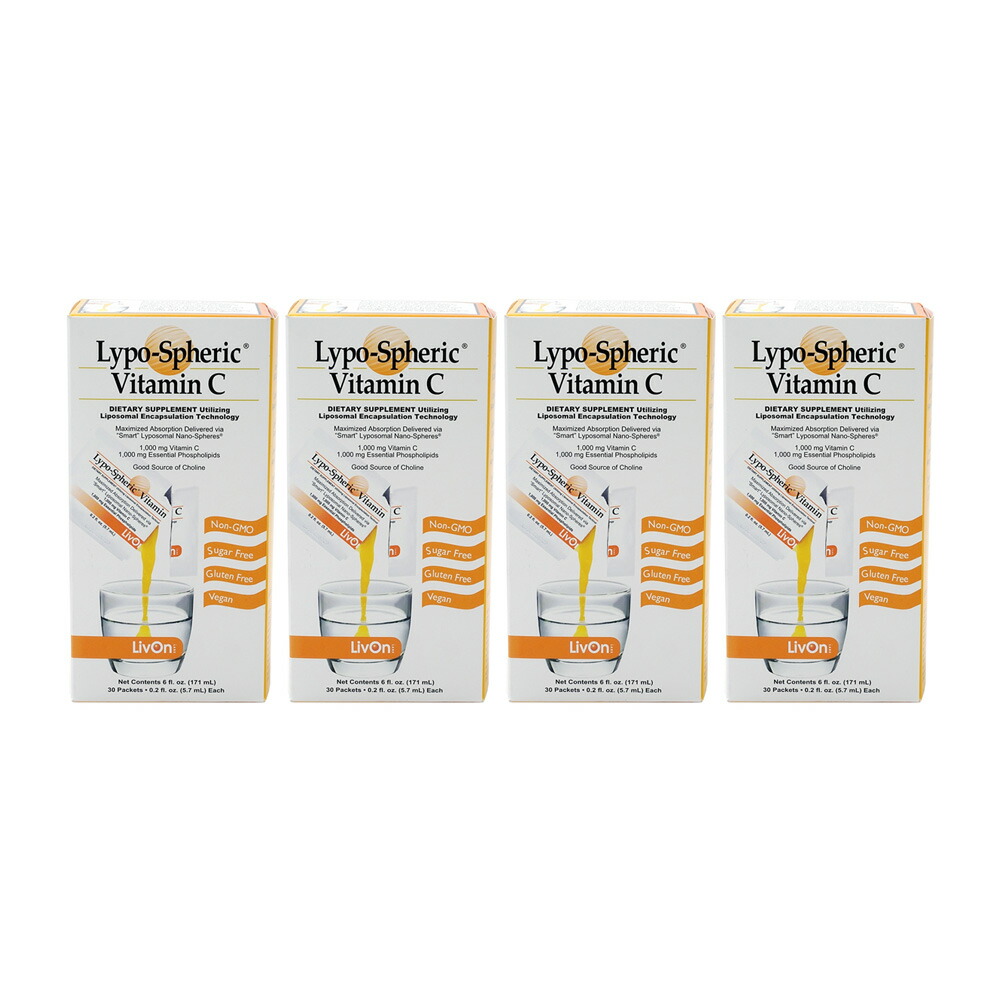 【楽天市場】【送料無料】 4個セット ビタミンC 1000mg 30個入り 包み 高濃度 美容 リポスフェリック【LivOn Labs】Lypo-Spheric Vitamin C 1,000 ...