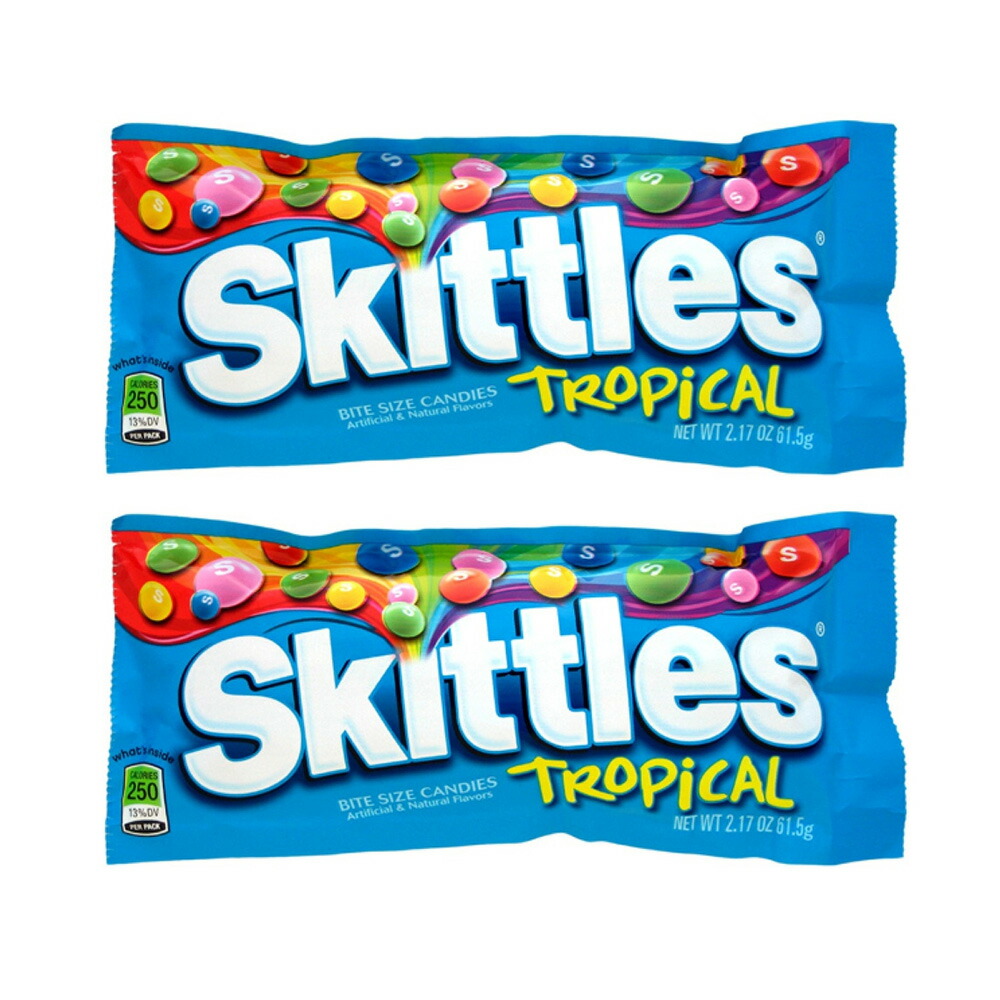 【楽天市場】Skittles, 2-SET Skittles Bite Size Candies Tropical, 2.17oz：NOW ...