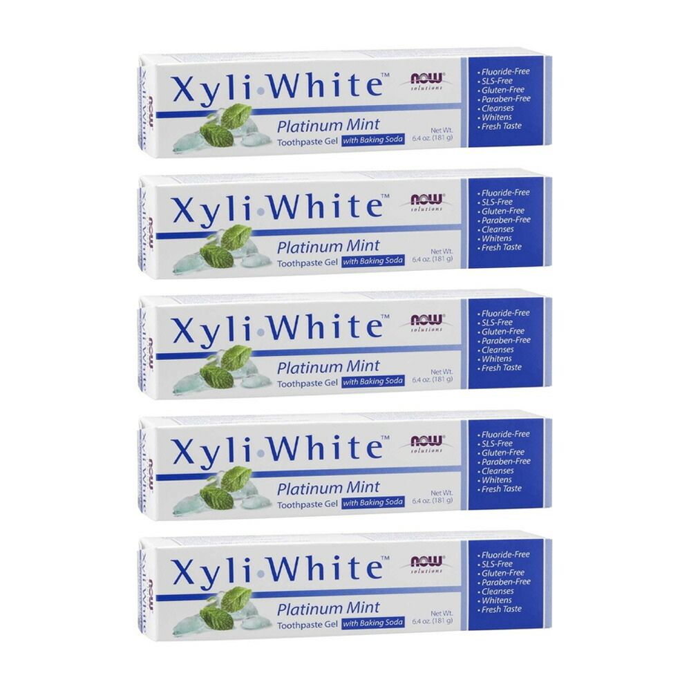 【楽天市場】Now Foods, 5-SET Solutions, Xyli White, Platinum Mint Toothpaste ...