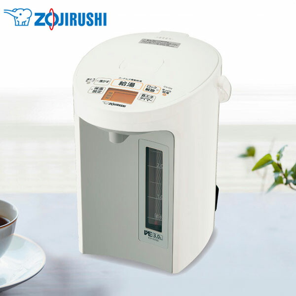 【楽天市場】【 P2倍★送料無料 】 ZOJIRUSHI 象印マホービン マイコン沸とう VE電気まほうびん 優湯生（ゆうとうせい）CV-GV30-WA 3.0L ホワイト 電気ポット ...