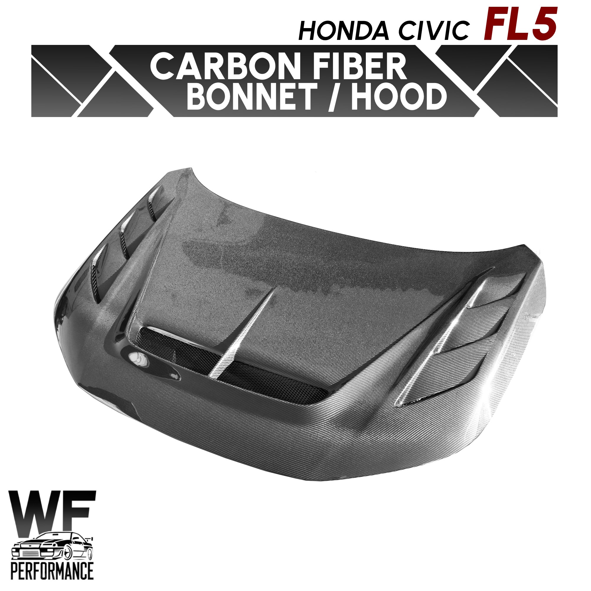 【楽天市場】WF PERFORMANCE ホンダ シビック FL5 ダクト有り 綾織り カーボン ボンネット Honda Civic ...