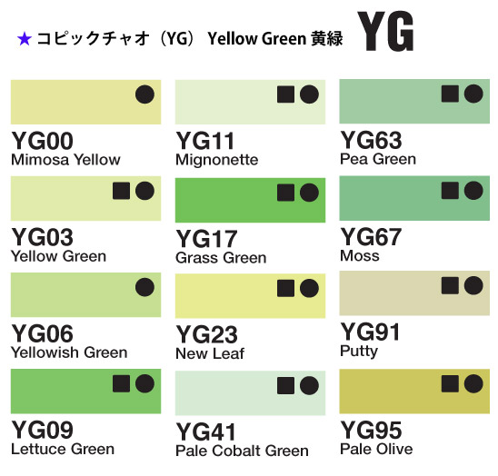 【楽天市場】COPIC コピックチャオ単色 YG00～YG95：中善画廊