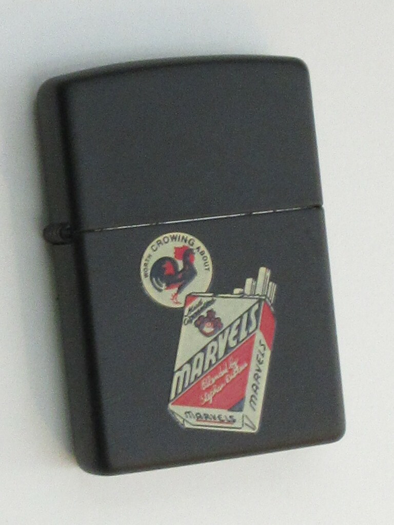 【楽天市場】MARVEL'S マーベルス ニワトリデザイン タバコ柄 ブラックマットZippo 1996年8月製 未使用 (B-586 ...