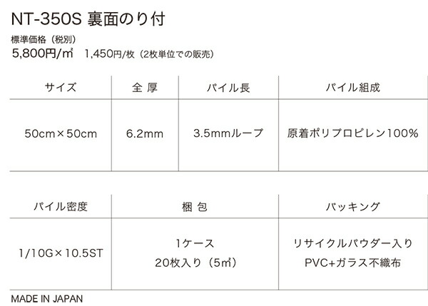 【楽天市場】NT-350S サンゲツタイルカーペット NT-350シリーズ NT-350S 裏面のり付NT-311~NT-38250cm角 20枚入り/1ケース ：お部屋の大将