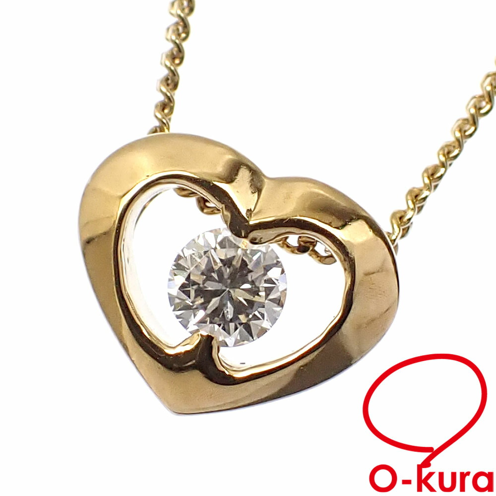 【楽天市場】【中古】 ダイヤモンド ハートモチーフ ネックレス レディース K18YG 0.15ct 2.9g 750 18金 イエローゴールド：大蔵質店