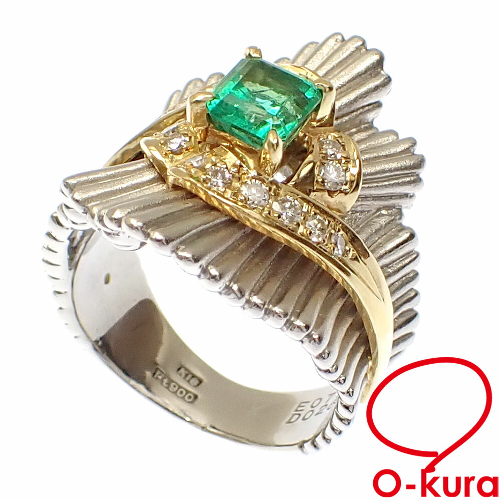 【楽天市場】【中古】 エメラルド ダイヤモンド リング レディース K18YG Pt900 12号 0.77ct/D0.26ct 16.4g 750 18金 イエローゴールド プラチナ：大蔵質店