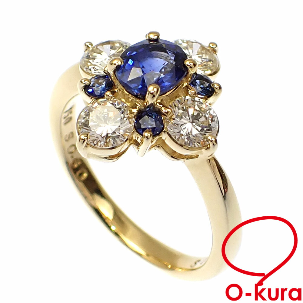 【楽天市場】【中古】 サファイア ダイヤモンド リング レディース K18YG 9号 0.60ct/0.14ct/D0.835ct 3.9g 指輪 750 18金 イエローゴールド：大蔵質店