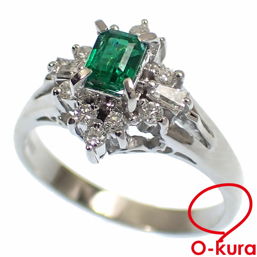 【楽天市場】【中古】 エメラルド ダイヤモンド リング レディース Pt900 10 5号 E0 33ct 0 25ct 5 4g プラチナ
