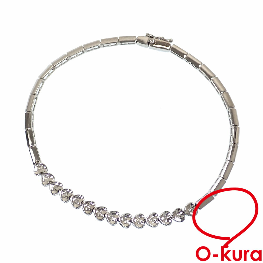 【楽天市場】【中古】 ダイヤモンド付き ブレスレット レディース K14WG 5.3g 14金 ホワイトゴールド ハート：大蔵質店