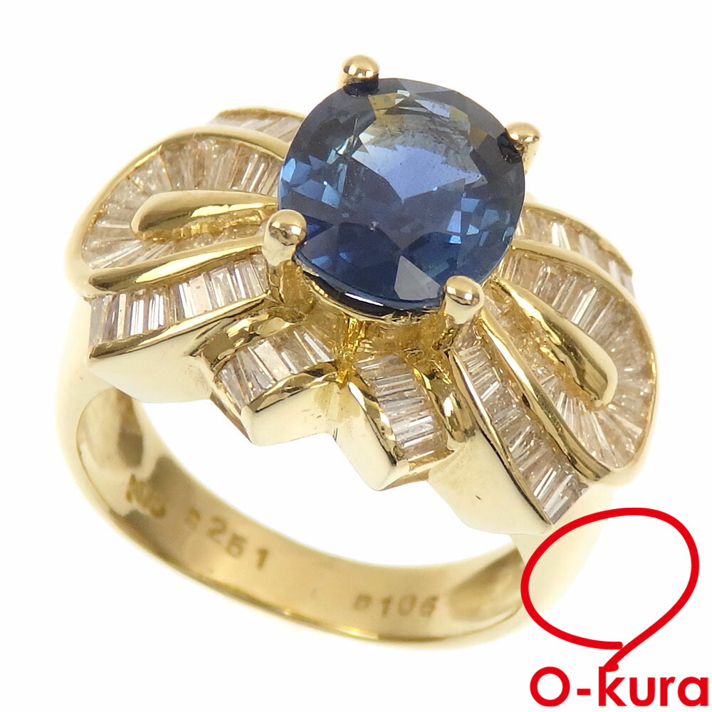 【楽天市場】【中古】 サファイア ダイヤモンド リング レディース K18YG 8号 S2.51ct/D1.06ct 8.9g 18金 イエローゴールド 750 指輪：大蔵質店