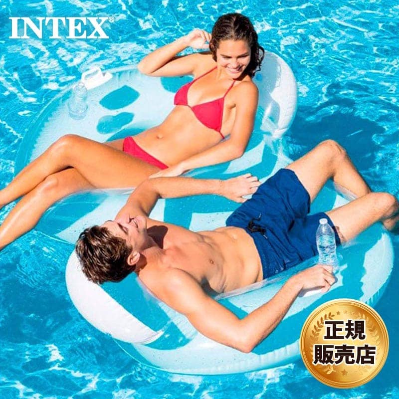 【楽天市場】INTEX インテックス 浮き輪 ダブルピローバックラウンジ 56800 ビーチ 持ち手付き うき輪 浮輪 うきわ フロート プール 海水浴：OC SPORTS ANNEX