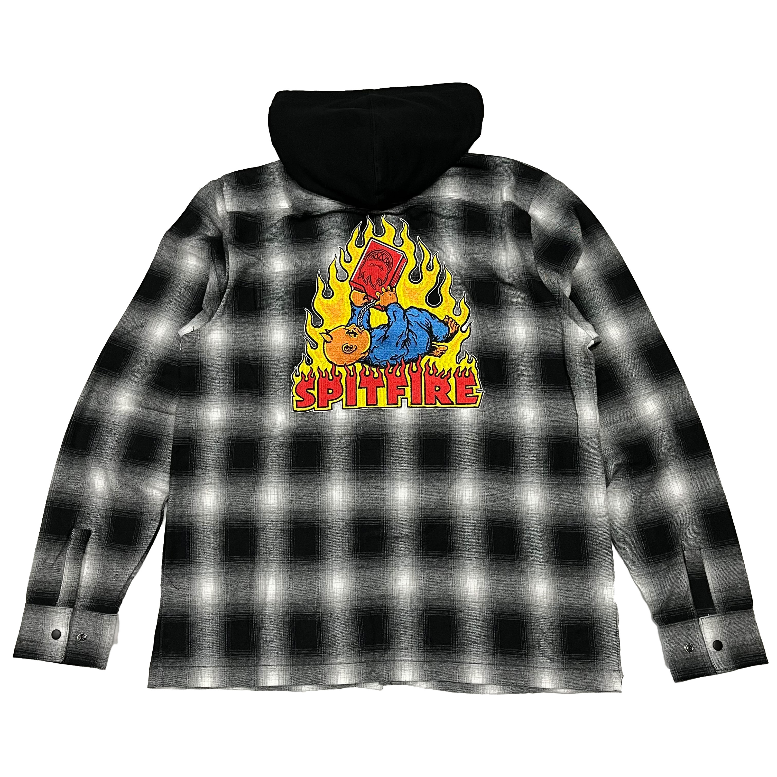 【楽天市場】【 SPITFIRE / DEMONSEED HOODED FLANNEL SHIRTS / BLACK × WHITE ...