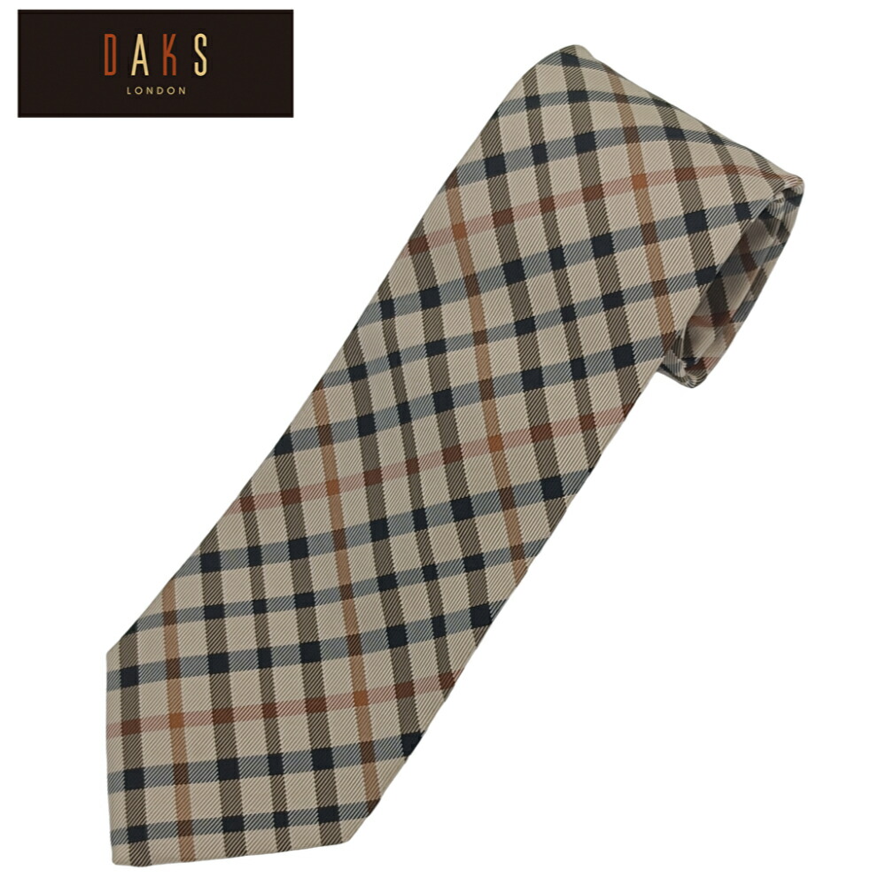 【楽天市場】ダックス ジャガードネクタイ DAKS 7.5cm幅 チェック ベージュ ハウスチェック ギフト プレゼント ビジネス 入社 父の日 社会人：シャルム