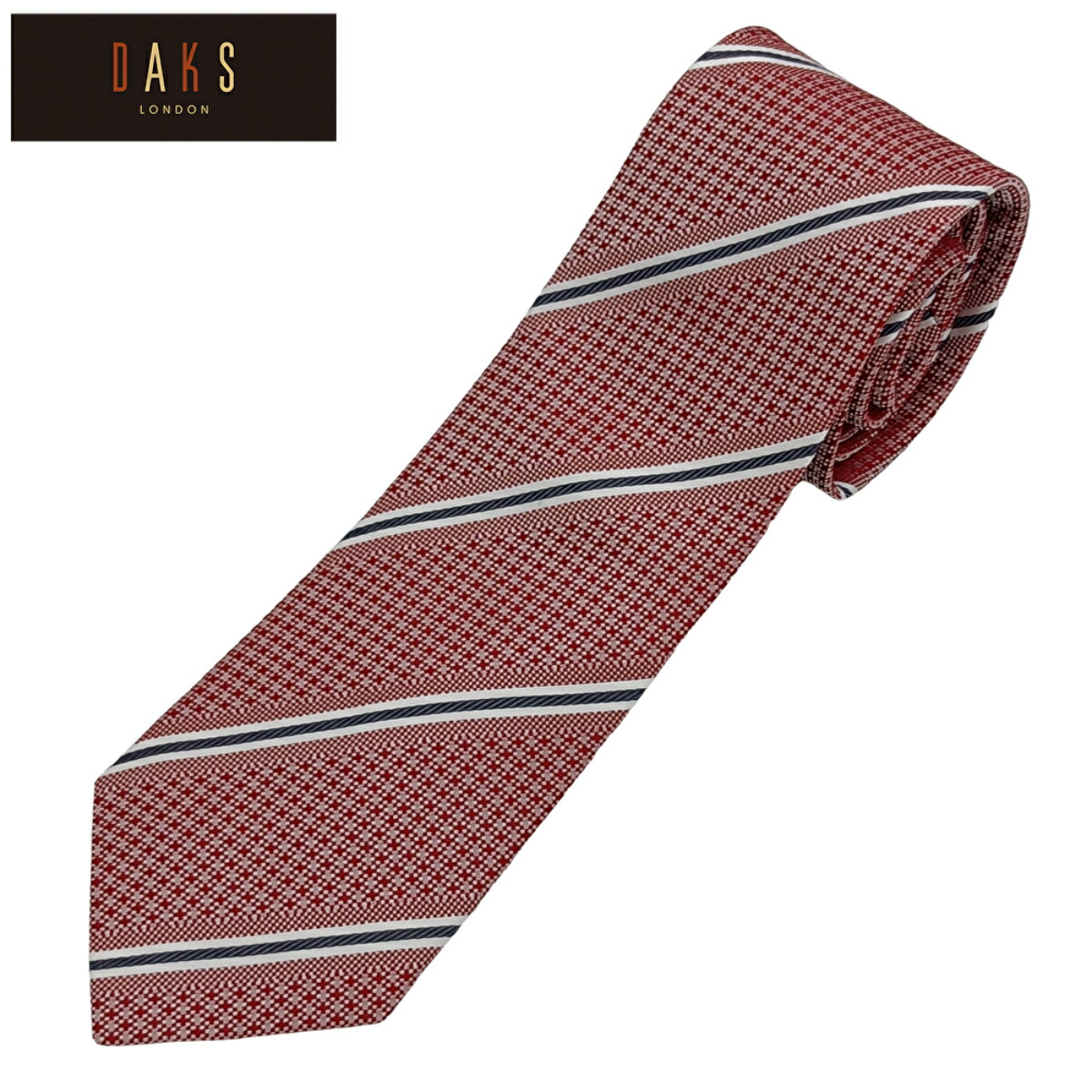 【楽天市場】ダックス ジャガードネクタイ DAKS 7.5cm幅 レッド ストライプ ギフト プレゼント ビジネス 入社 父の日 社会人：シャルム