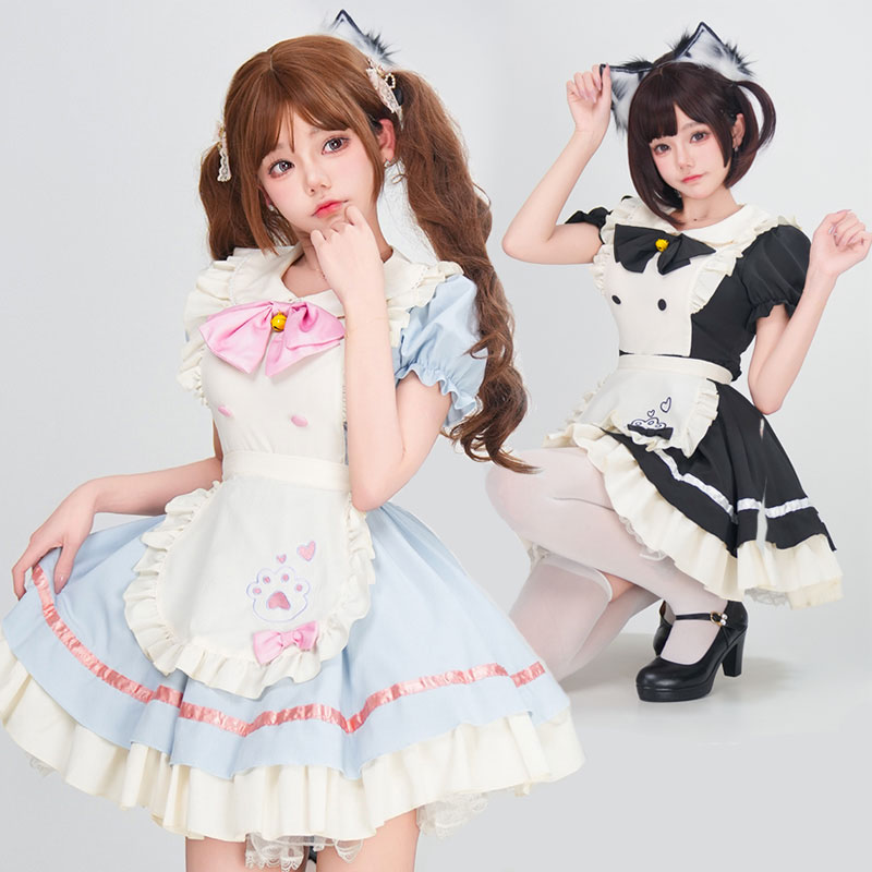 【楽天市場】メイド服 ドレス ブラック ブルー レディース コスプレ衣装 ロリータ アニメ 漫画 コスチューム イベント ハロウィン ...