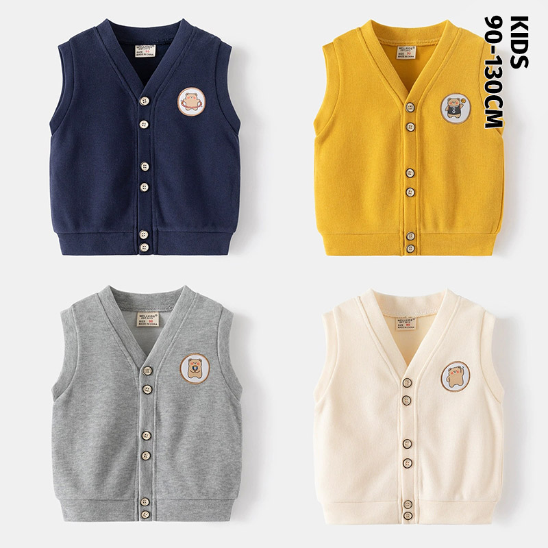 【楽天市場】子供 ニット ベスト かわいい 熊 プリント ジレ 薄手 男の子 女の子 コットン 春 夏 秋 冷房対策 90 100 110 ...