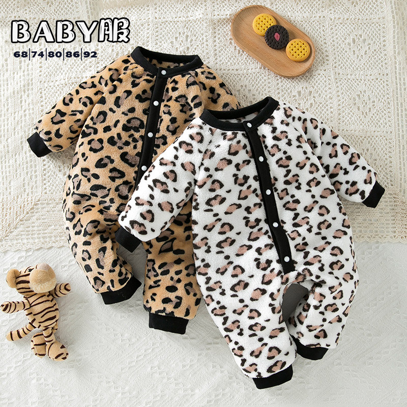 【楽天市場】子供 ジャンプスーツ ロンパース もこもこ ヒョウ柄 女の子 男の子 ジャケット アウター シンプル 68 74 80 86 92 ...