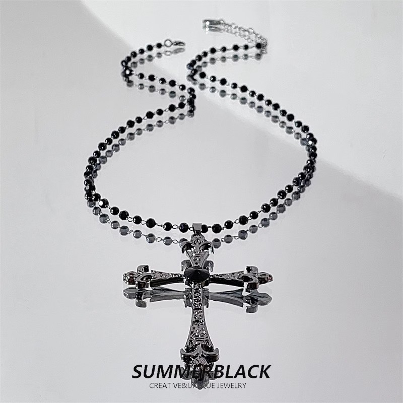 【楽天市場】ネックレス レディース クロス ロングネックレス 十字架 ブラックホワイト 4color アクセサリー ロックファッションV系 ...