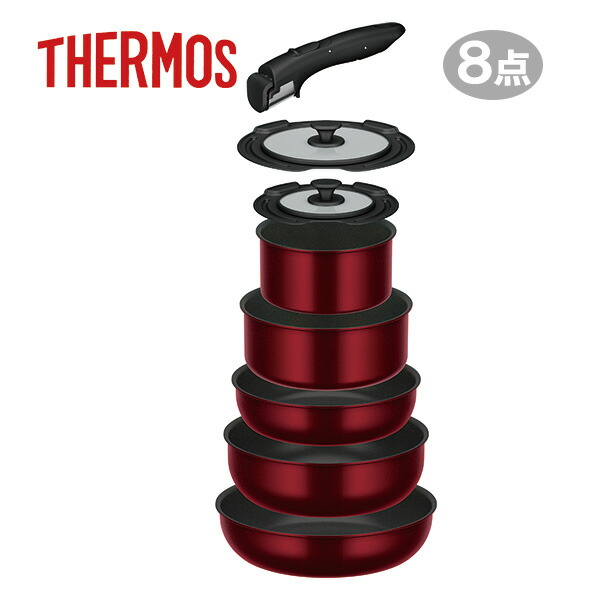 【楽天市場】サーモス THERMOS 取っ手のとれるフライパン8点セット (KSD-8A)＜ディープレッド＞｜：本舗 Online Store