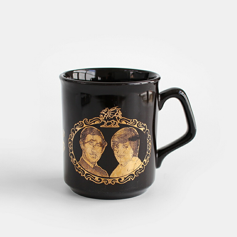 【楽天市場】【100円クーポン配布中】VINTAGEPrincess Diana＆Prince Charles Royal Wedding MUG【BLACK】：CDC general store