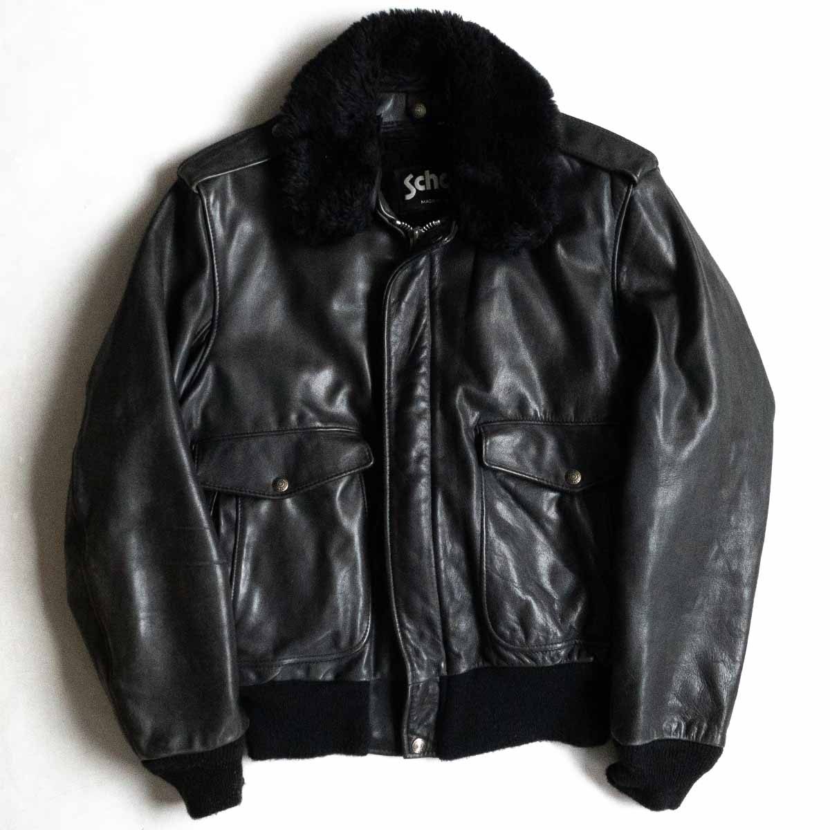 【楽天市場】【雰囲気抜群】SCHOTT【184SM/type G-1 レザー フライト ジャケット】40 アメリカ製 ブラック ショット 2410071：OLD BOY SHOP