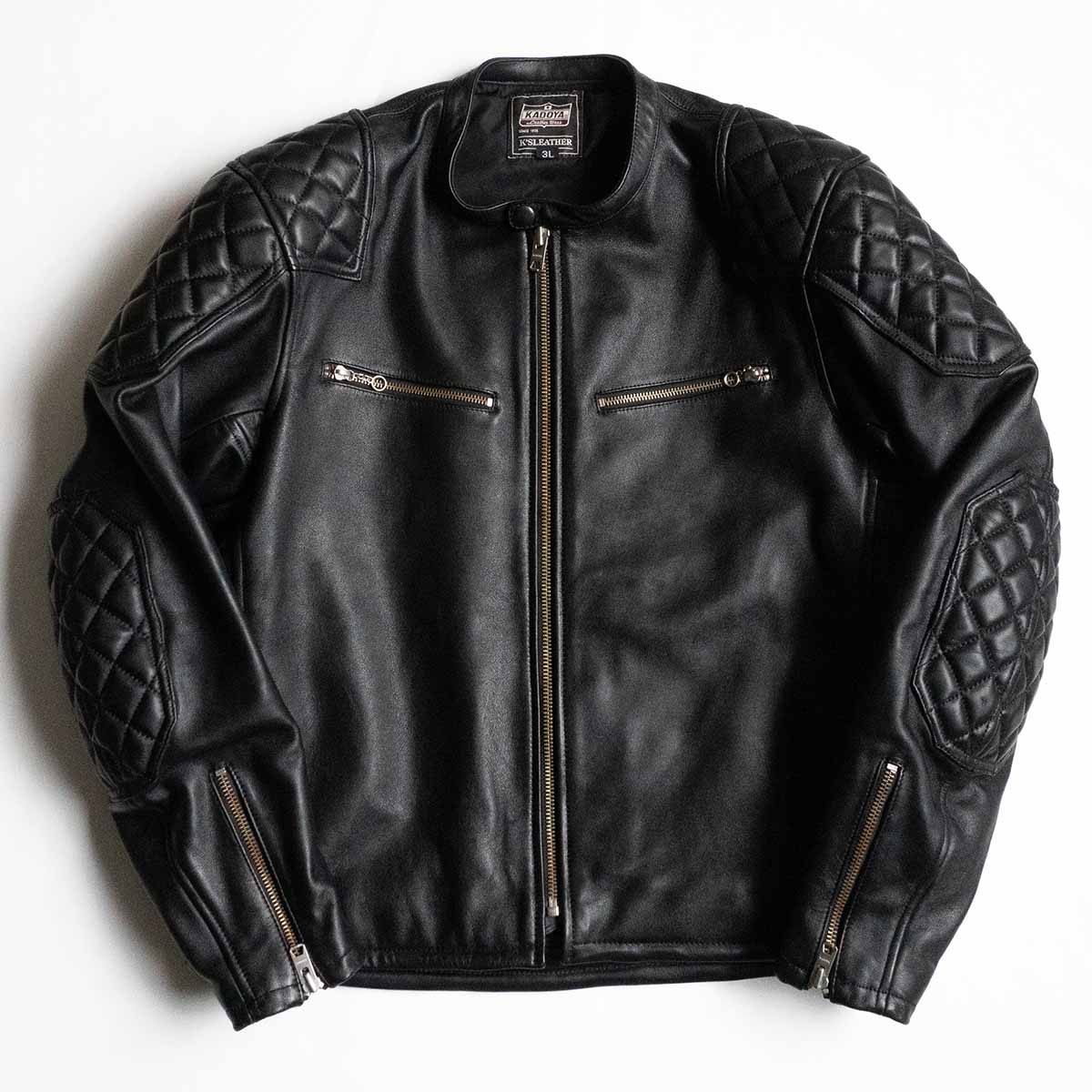 【楽天市場】【美品/ビッグサイズ】KADOYA【EVO パデッド ライダースジャケット】 3L カドヤ レザー ブラック バイク バイカー 25010579：OLD BOY SHOP